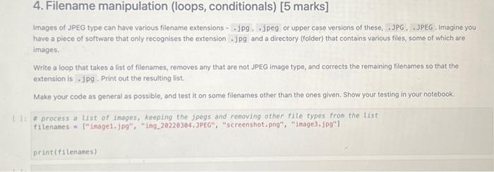 Solved 4. Filename manipulation (loops, conditionals) [5 | Chegg.com