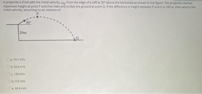 Solved A projectile is fired with the initial velocity. Vo | Chegg.com