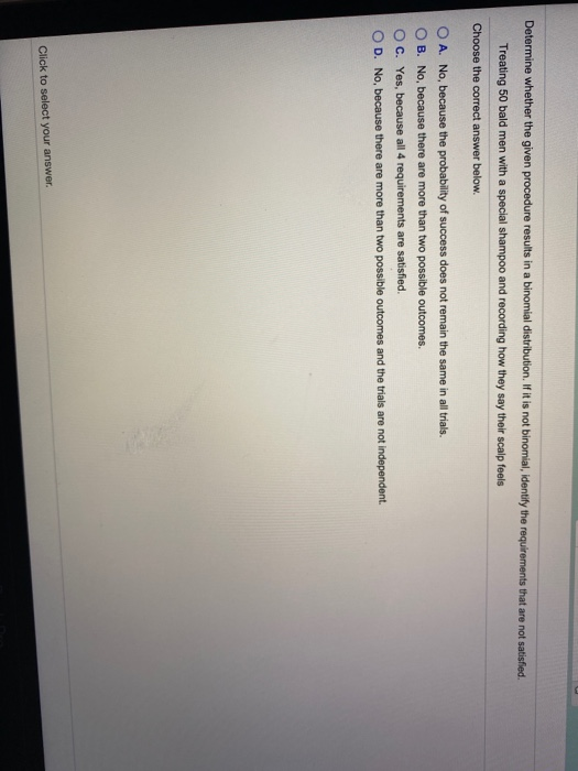 Solved Determine whether the given procedure results in a | Chegg.com