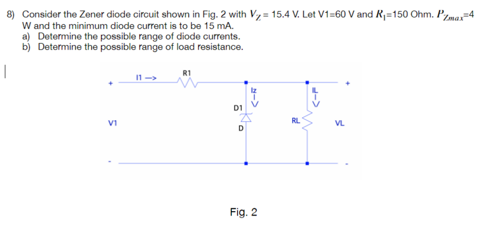Solved Consider the Zener diode circuit shown in Fig. 2 | Chegg.com