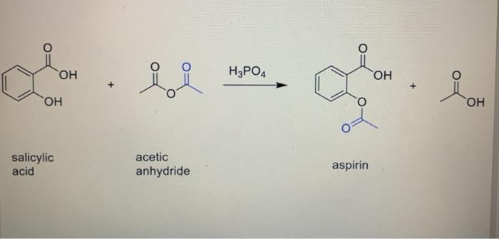 Solved Н3РО4 ОН POH salicylic acid acetic anhydride aspirin | Chegg.com