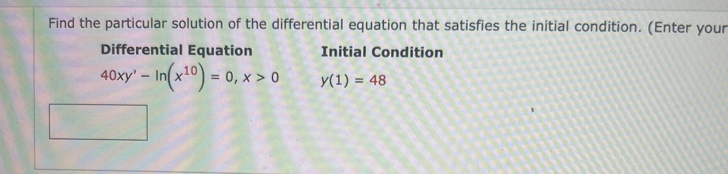 Solved Find the particular solution of the differential | Chegg.com