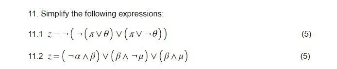 Solved 11. Simplify the following expressions: | Chegg.com