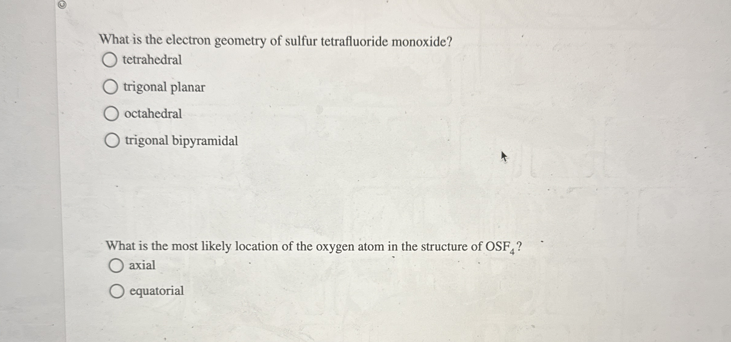 Solved What is the electron geometry of sulfur tetrafluoride | Chegg.com