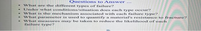 Solved - What are the different types of failure? - Under | Chegg.com