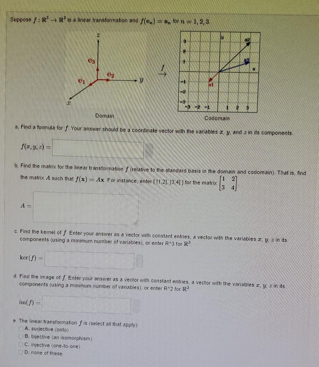 Solved Suppose f:R3→R2 is a linear transformation and | Chegg.com