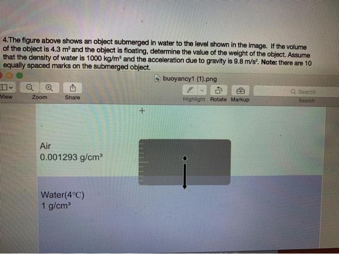 Solved 4. The figure above shows an object submerged in | Chegg.com