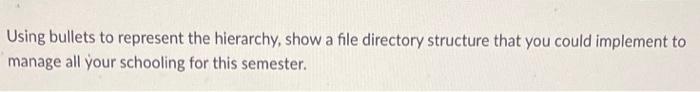 Solved Using bullets to represent the hierarchy, show a file | Chegg.com
