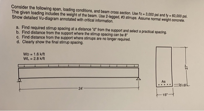 Solved Consider the following span, loading conditions, and | Chegg.com