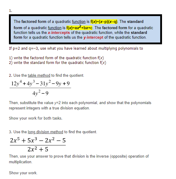 Solved form for a quadratic function tells us the | Chegg.com