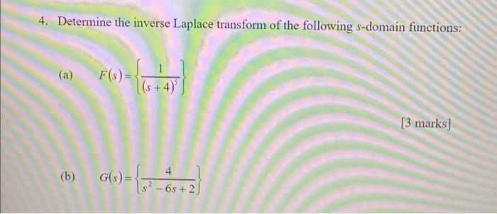Solved 4. Determine the inverse Laplace transform of the | Chegg.com