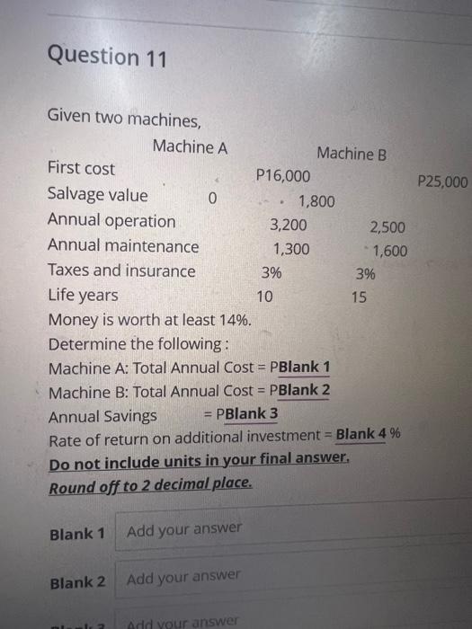 Solved Question 11 Given two machines, | Chegg.com