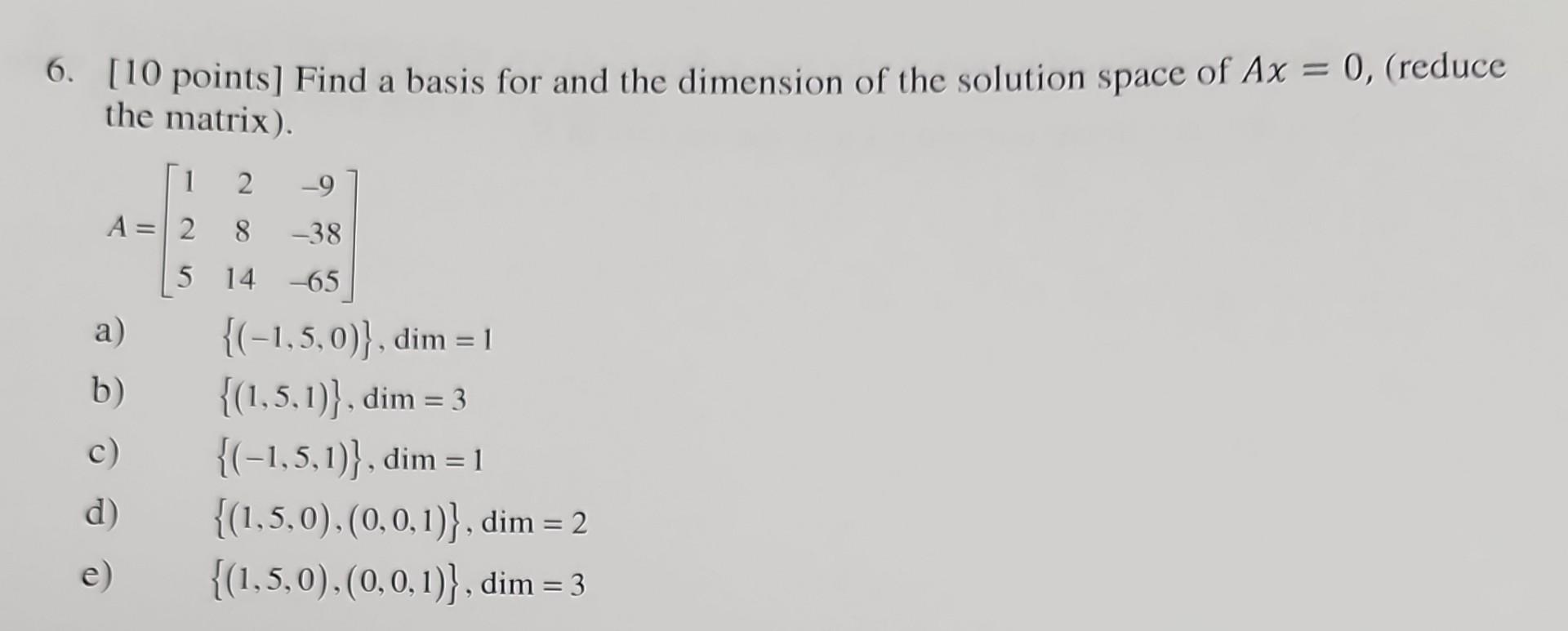 Solved [10 points] Find the rank of the matrix | Chegg.com