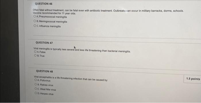 Solved Often fatal without treatment, can be fatal even with | Chegg.com