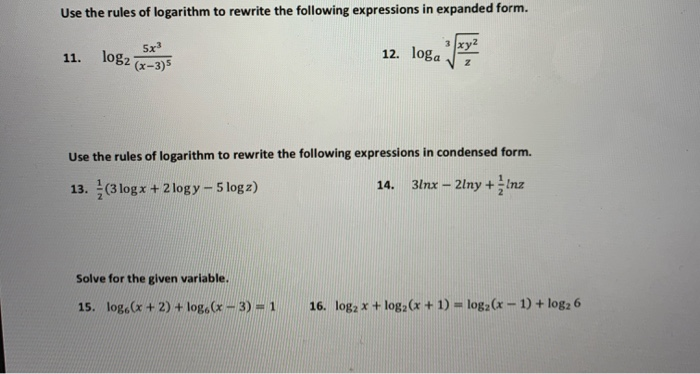 Solved Use the rules of logarithm to rewrite the following | Chegg.com