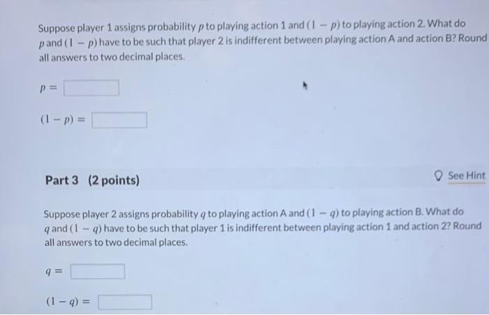 Solved Player 1 and player 2 are playing a simultaneous-move | Chegg.com