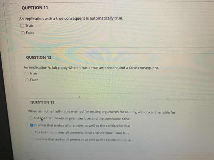 Solved QUESTION 11 An implication with a true consequent is | Chegg.com