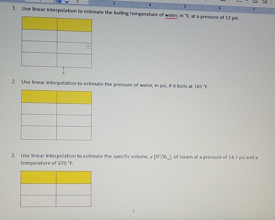 Solved 1- in li 3 5 1. Use linear Interpolation to estimate | Chegg.com