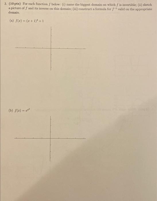Solved 3. (10 pts) For each function f below: (i) name the | Chegg.com