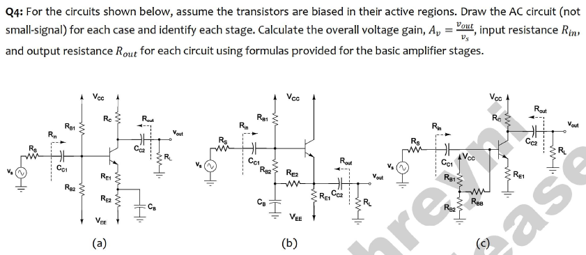 Solved Q4: For the circuits shown below, assume the | Chegg.com