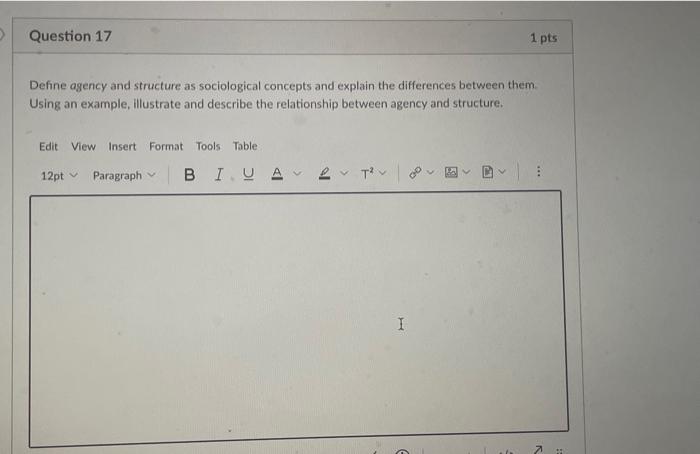 Define agency and structure as sociological concepts | Chegg.com