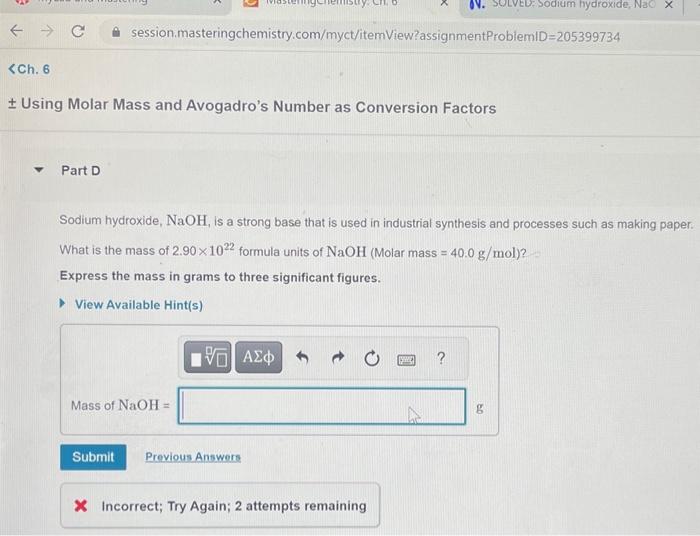 Solved \pm Using Molar Mass and Avogadro's Number as | Chegg.com