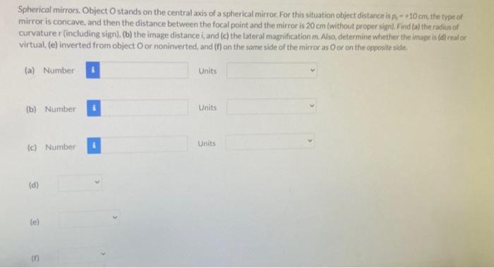 Solved Spherical mirrors. Object O stands on the central | Chegg.com