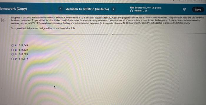 Solved Sor direct materiais, $3 per shillet for drect labor, | Chegg.com