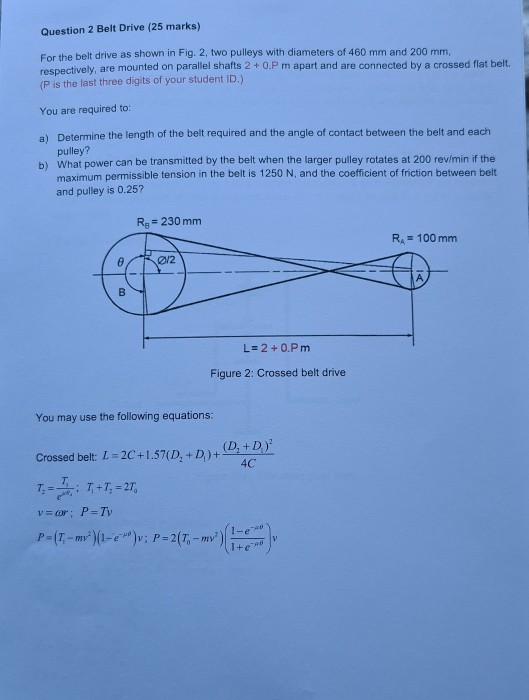 Solved Question 2 Belt Drive (25 marks) For the belt drive | Chegg.com