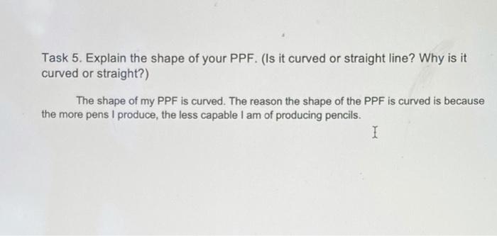 Solved Task 5. Explain the shape of your PPF. (Is it | Chegg.com