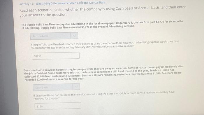 Solved Activity 1.c - Identifying Differences between Cash | Chegg.com Solved Activity 1.c - Identifying Differences between Cash | Chegg.com