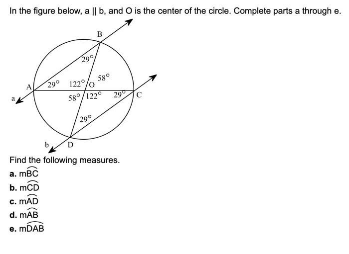 Solved In the figure below, a∥b, and O is the center of the | Chegg.com