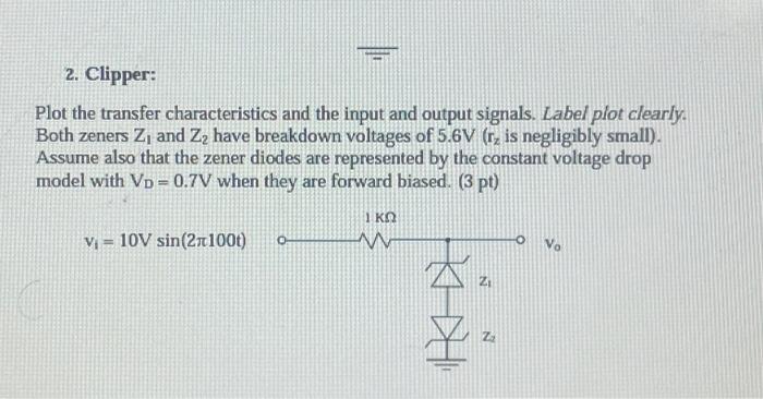 Solved Plot the transfer characteristics and the input and | Chegg.com