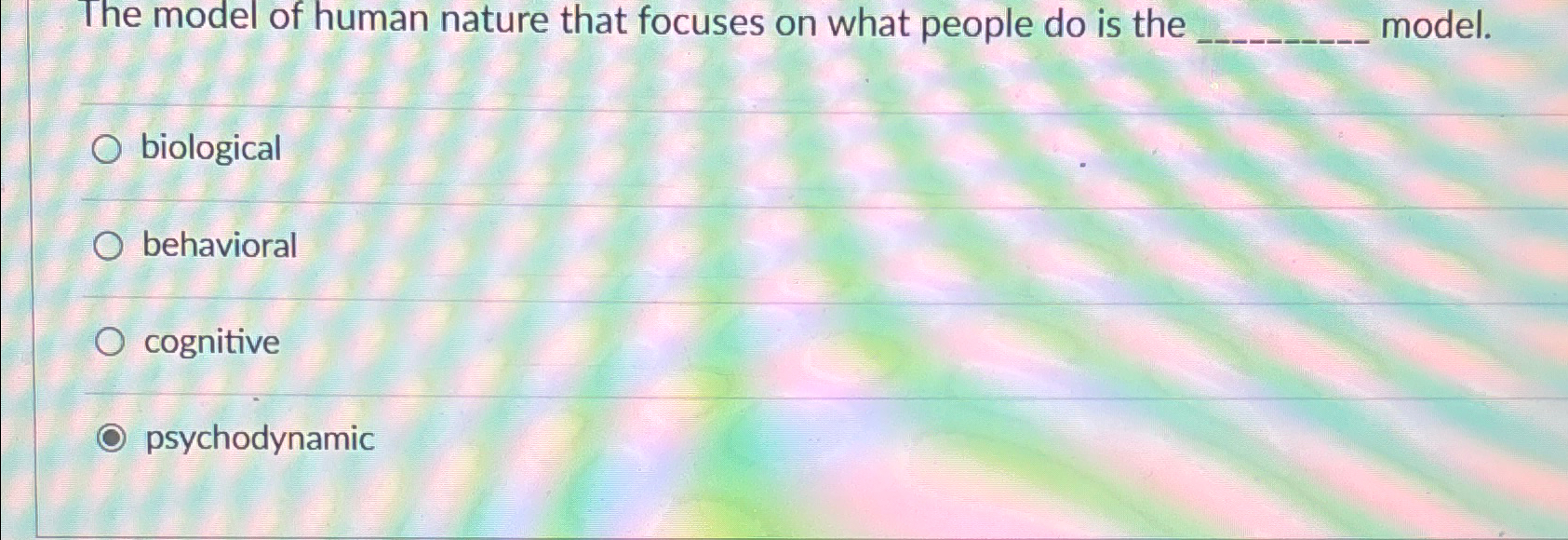 Solved The model of human nature that focuses on what people | Chegg.com