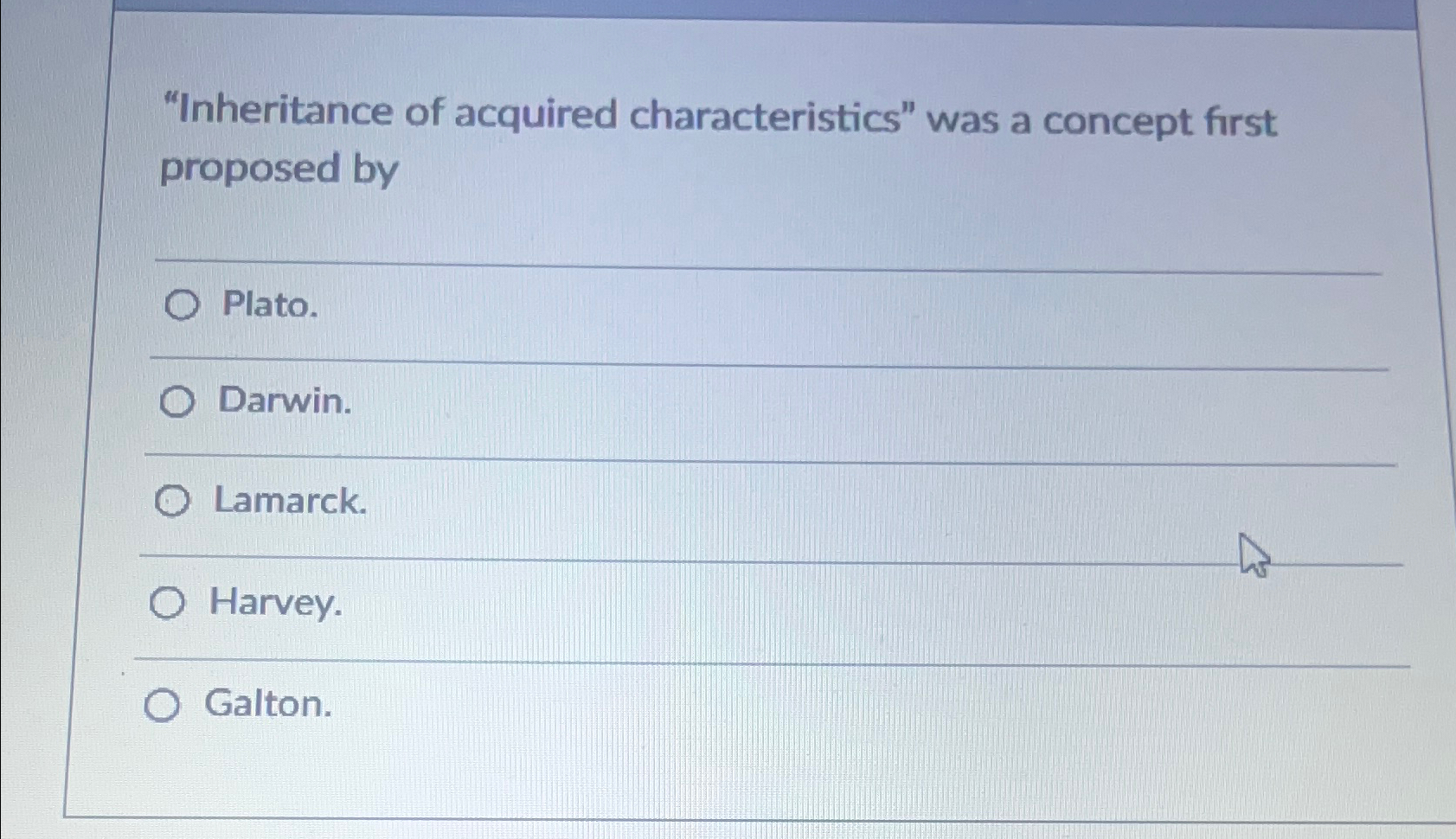 Solved "Inheritance of acquired characteristics" was a | Chegg.com