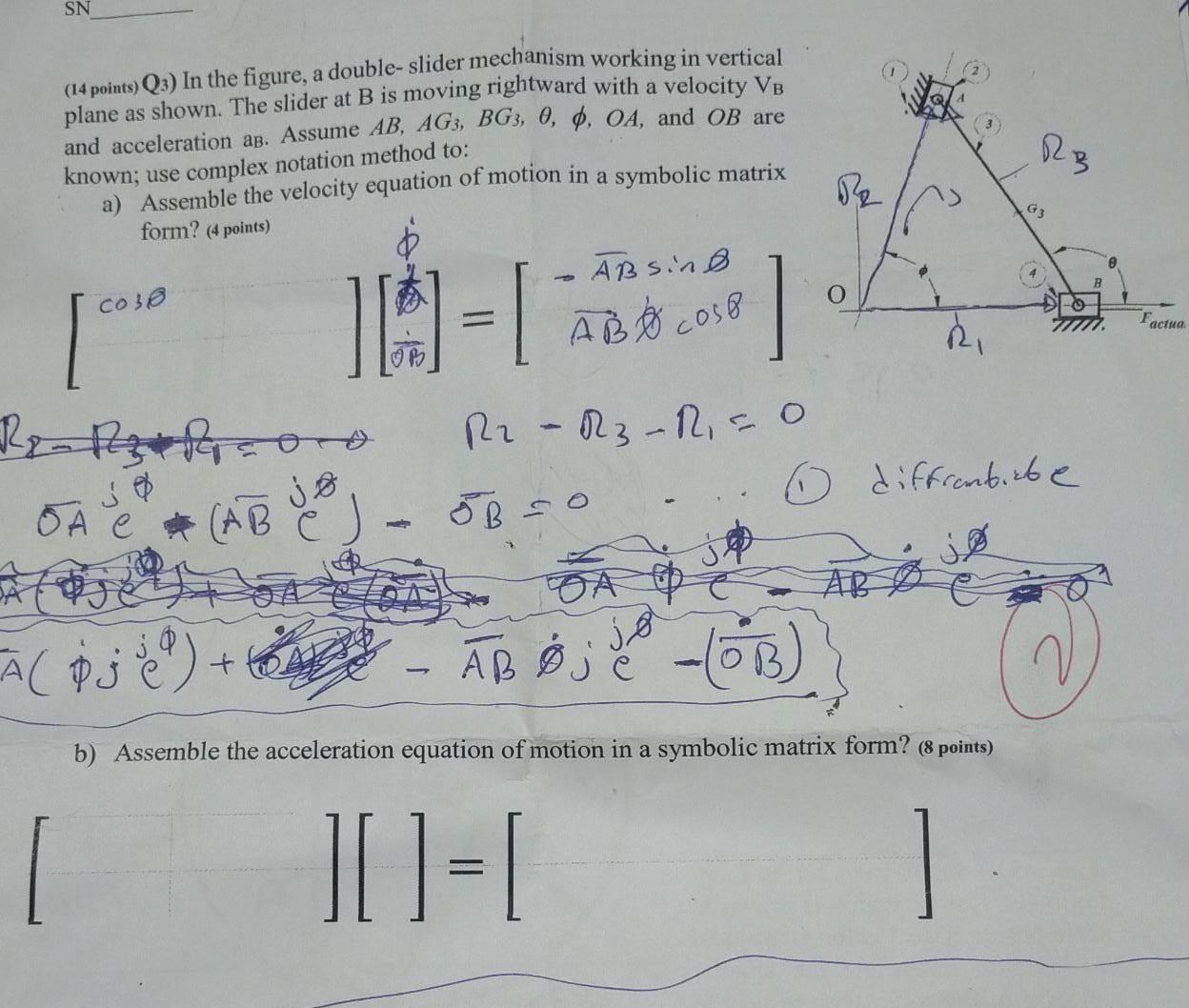 Solved (14 points) Q3) In the figure, a double- slider | Chegg.com