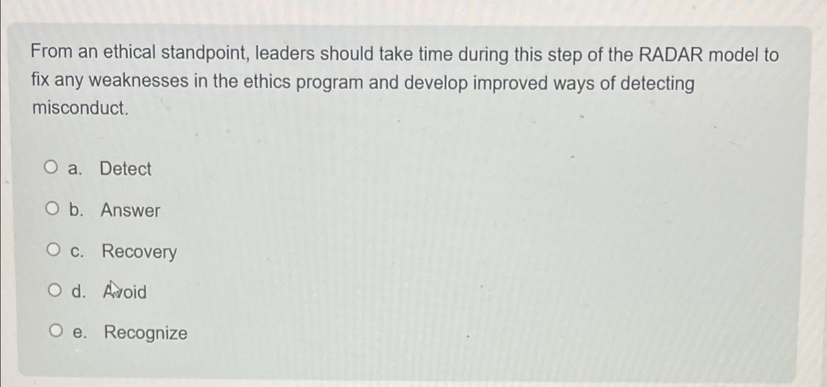 Solved From an ethical standpoint, leaders should take time | Chegg.com