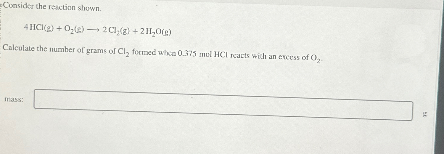 Consider the reaction | Chegg.com