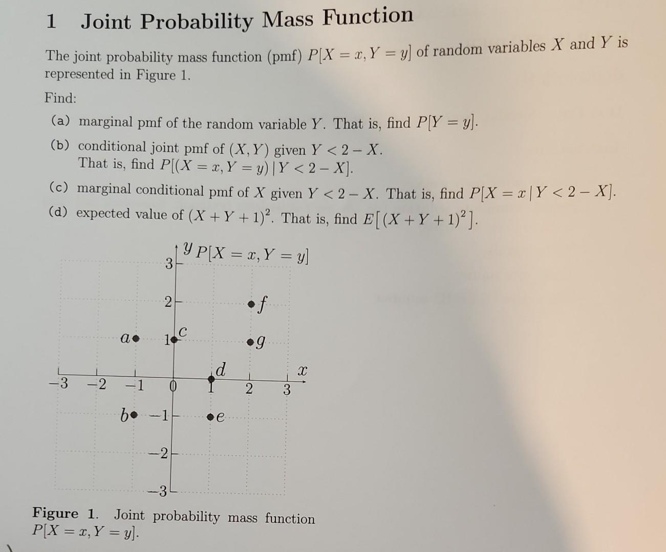 Solved 1 Joint Probability Mass Function The joint | Chegg.com