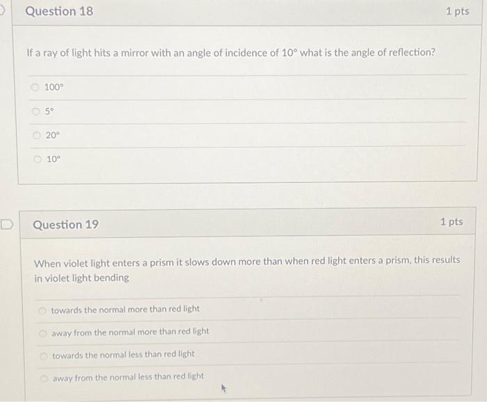 Solved If a ray of light hits a mirror with an angle of | Chegg.com