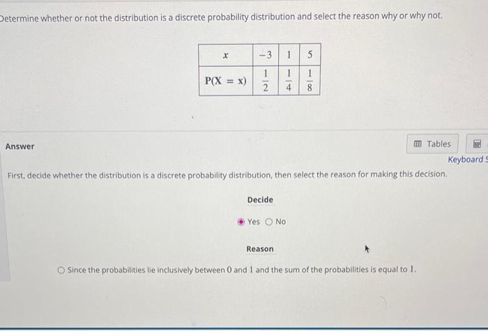 Solved etermine whether or not the distribution is a | Chegg.com