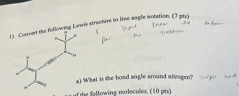 Solved .. following Lewis structure to line angle notation. | Chegg.com