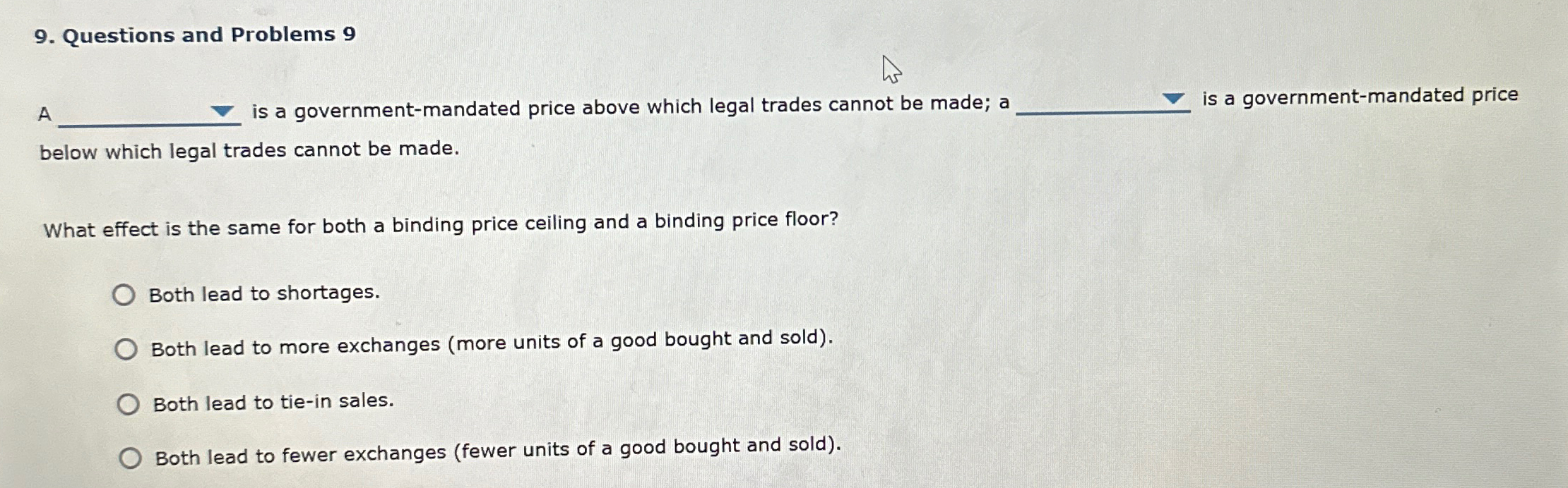 Solved Questions and Problems 9A ﻿is a government-mandated | Chegg.com
