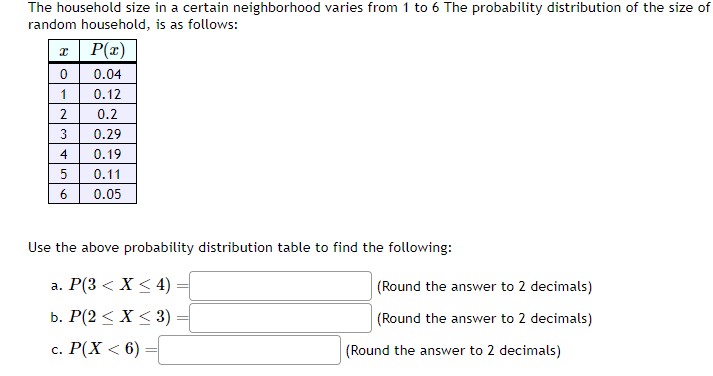 Solved Use the probability distribution table to find the | Chegg.com