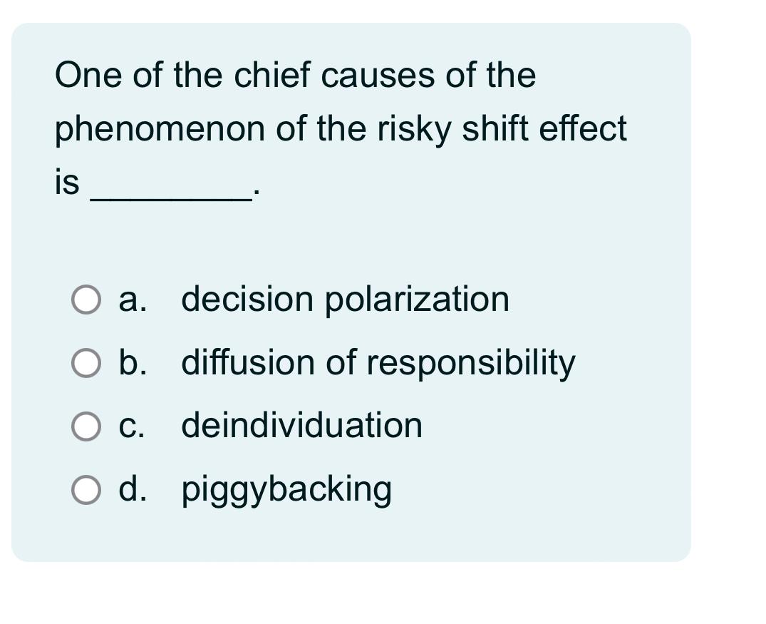 Solved One of the chief causes of the phenomenon of the | Chegg.com