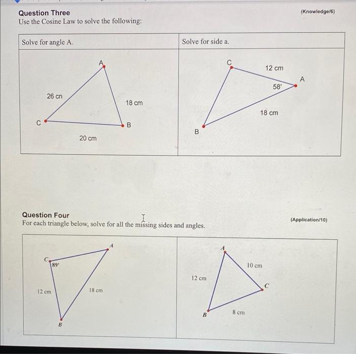 Solved 6 TRIGONOMETRY ASSIGNMENT Question One Use Trig | Chegg.com