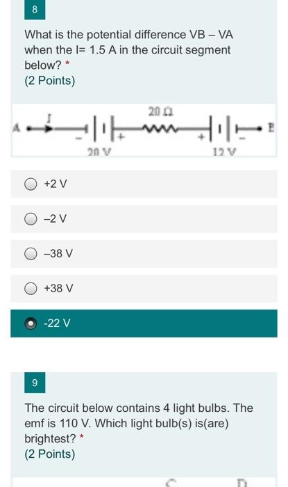 Solved 8 8 What is the potential difference VB - VA when the | Chegg.com
