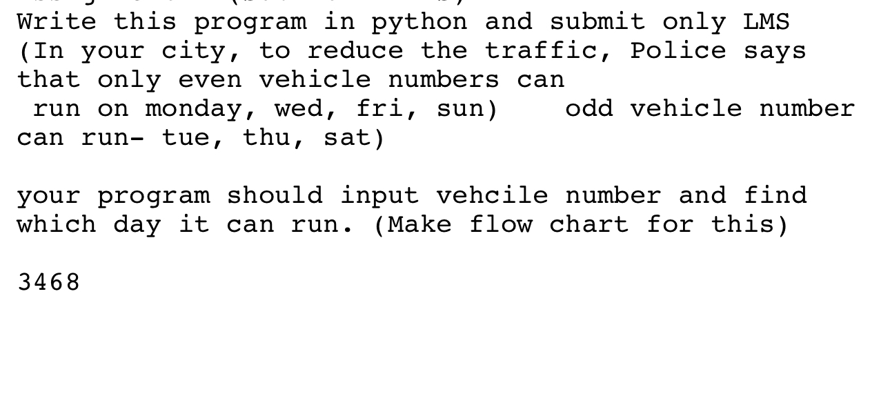 Solved Write this program in python and submit only LMS (In | Chegg.com
