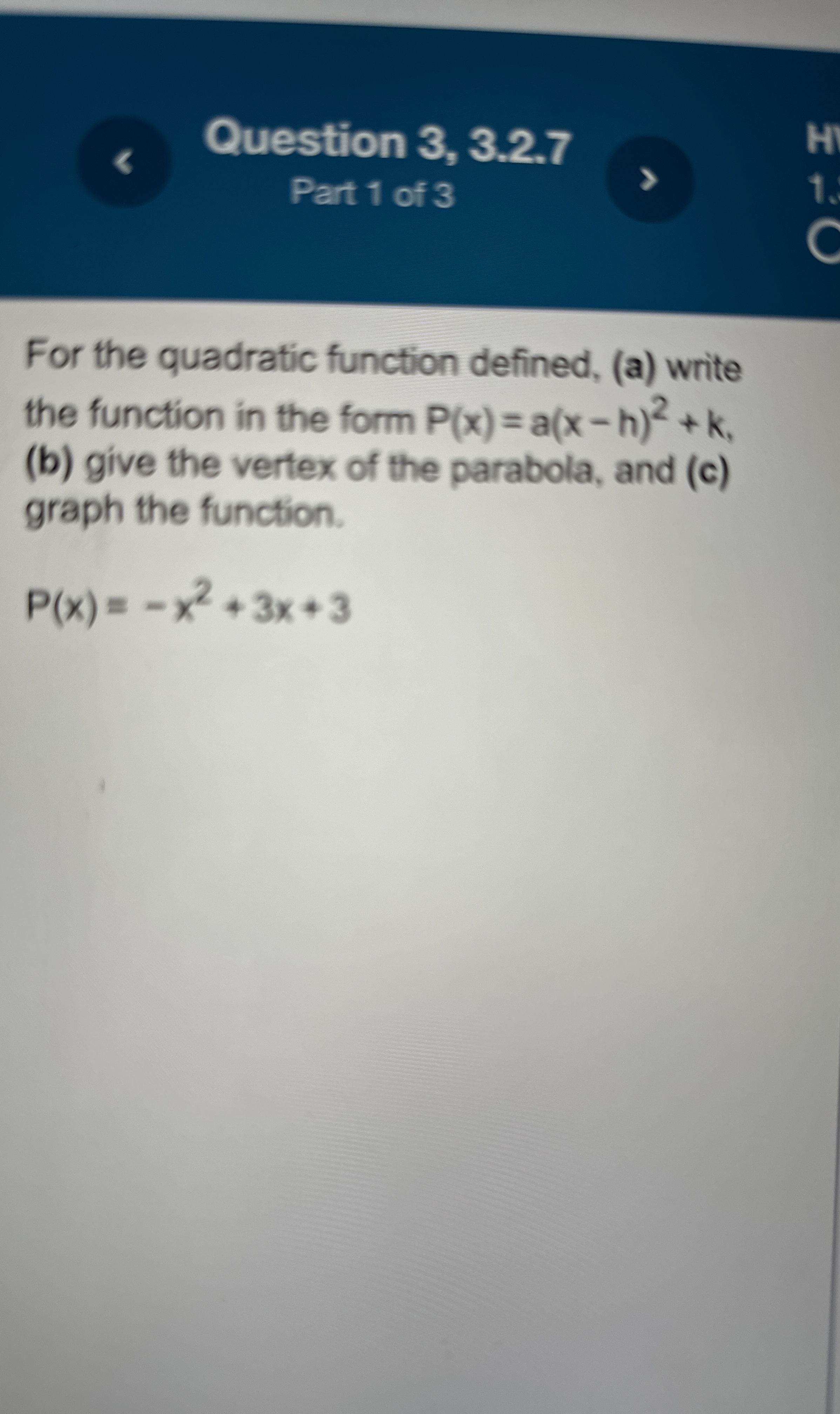 Solved For the quadratic function defined, (a) ﻿writethe | Chegg.com