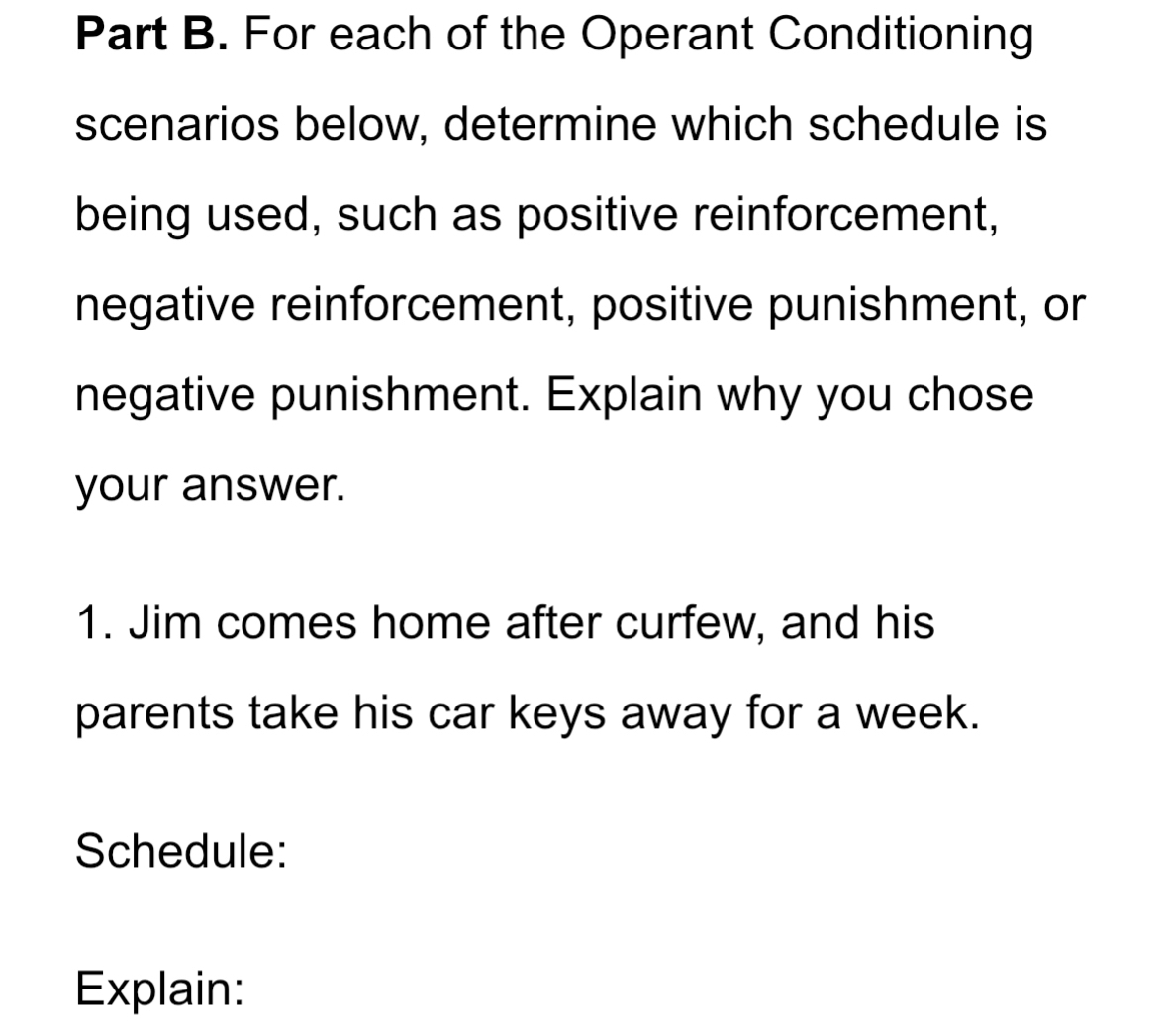 Solved Part B. ﻿For each of the Operant Conditioning | Chegg.com